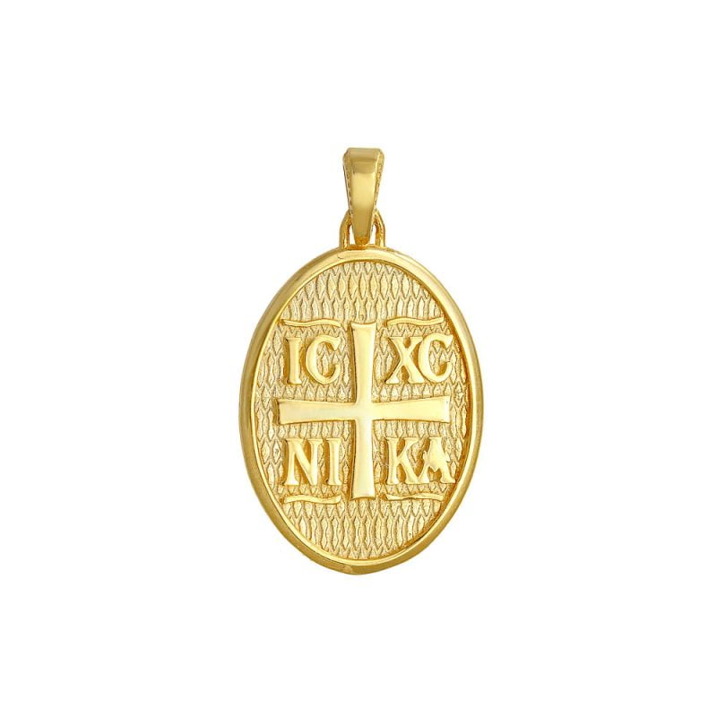 Φυλαχτό Οβάλ Χρυσό Κ14 Διπλής Όψης "IC XC NI KA" AFK-21559Y - ΙΩΑΝΝΗΣ ...